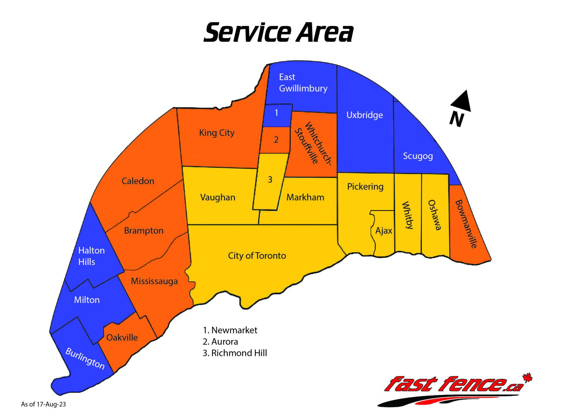 Our service area | Fast Fence Inc.